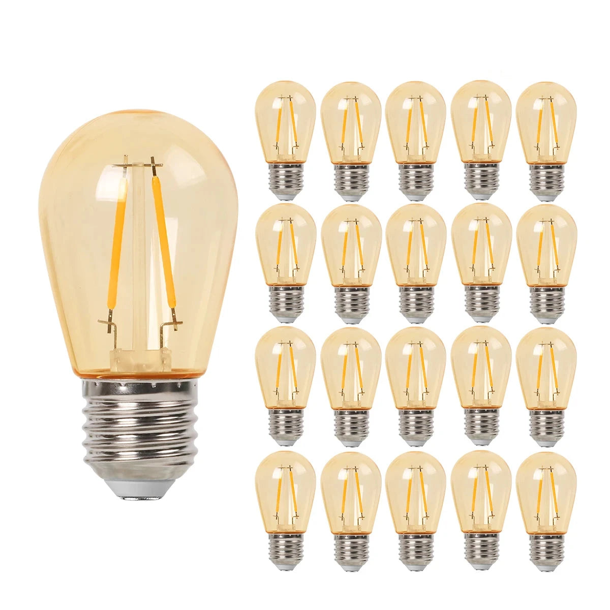 25pcs String Amber Plastic Light Bulbs